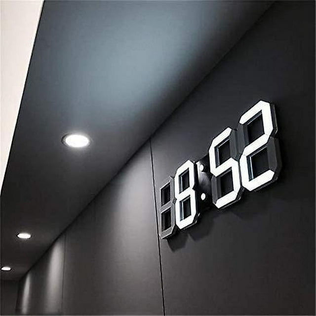 Wtake 3D LED Wall Clock, Modern Digital Alarm Clock, 24/12 Hours ...