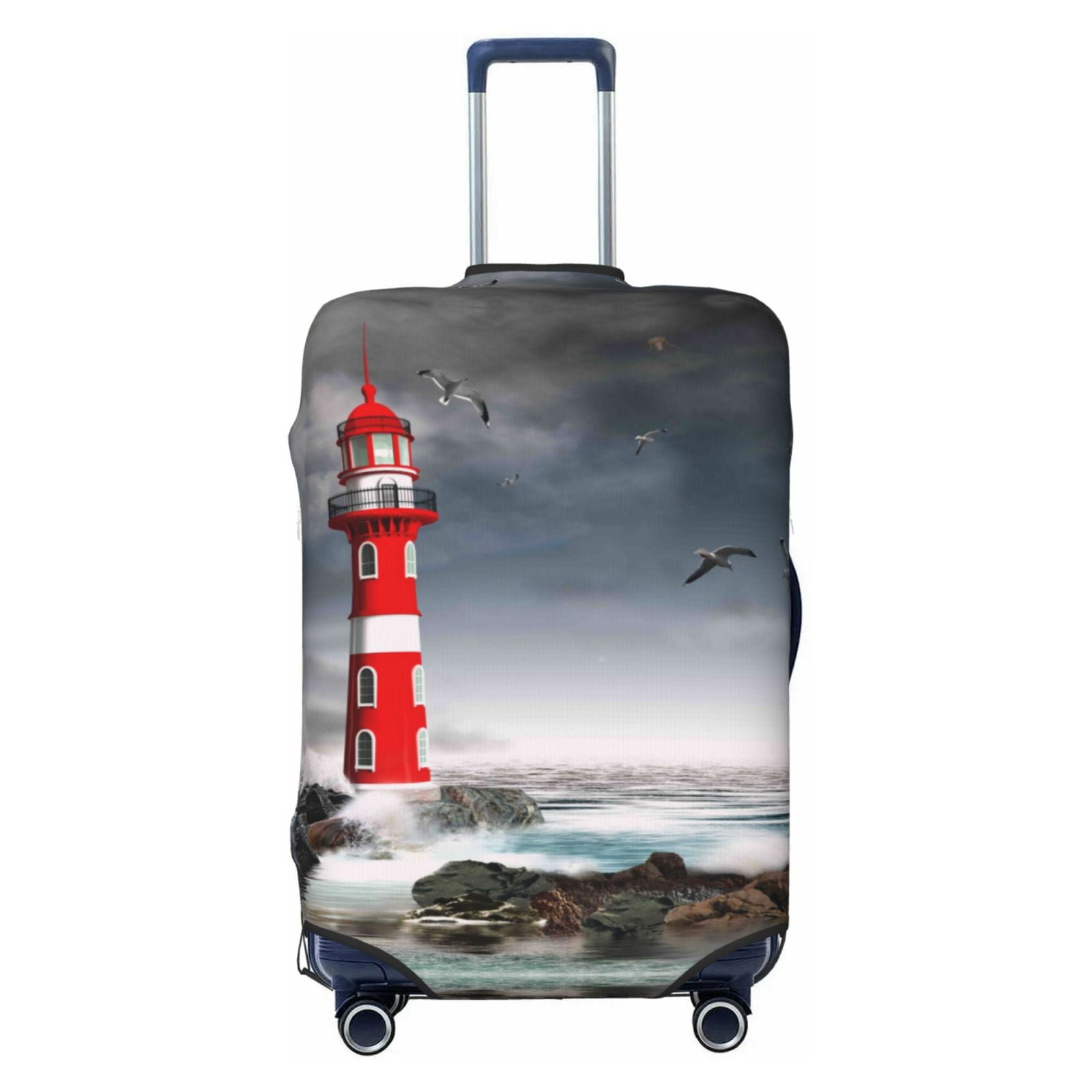 3d Lighthouse in the Surf Luggage Cover Anti Scratch, Elastic Suitcase ...