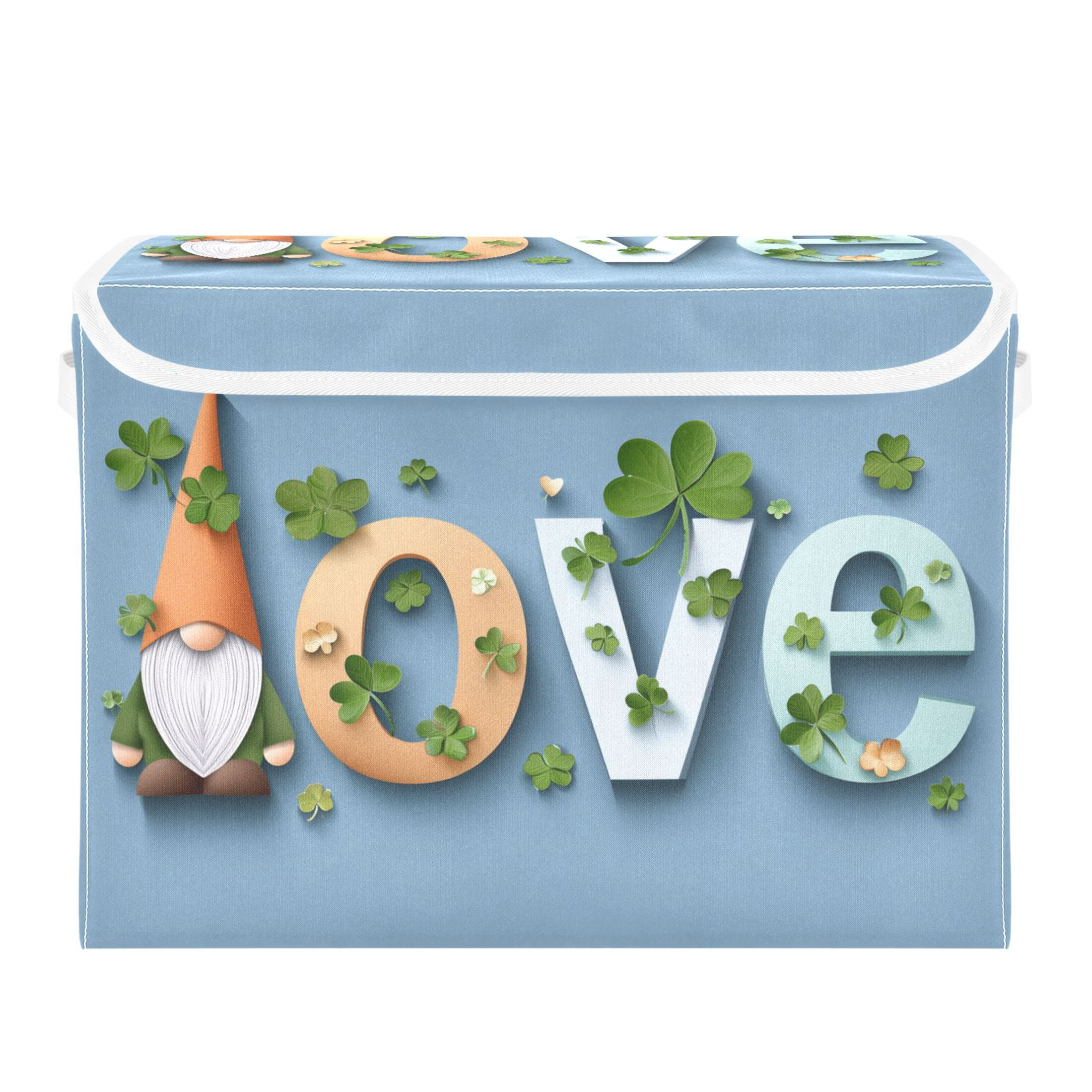 3d Love Gnome Clovers St Patricks Day Foldable Storage Bins with Lids ...