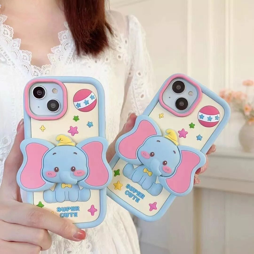 3d Lovely Elephant Cartoon Silicone Case for iPhone 16 15 Pro Max 14 13 ...