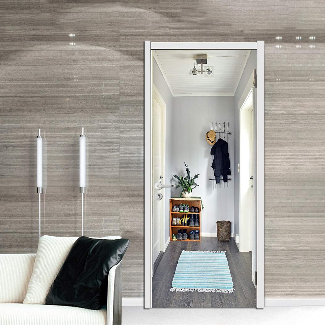 3d Modern Room Scene Door Stickers Stereoscopic Space Self-Adhesive PVC ...