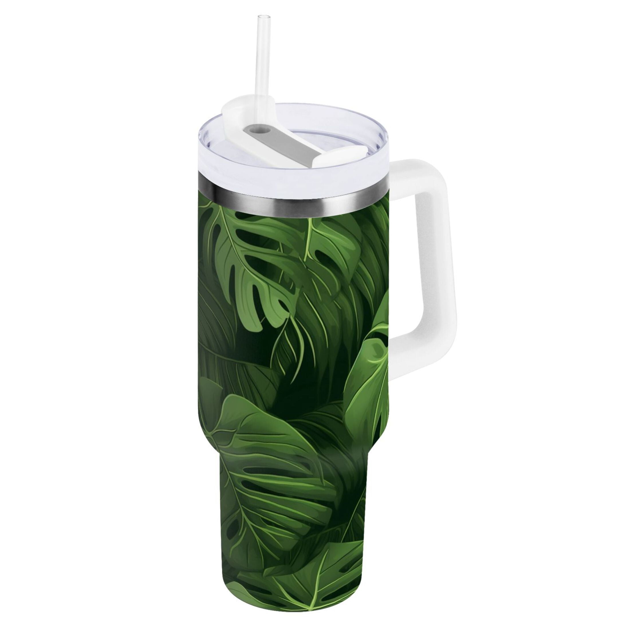3d Monstera Leaves 40 oz Tumbler with Handle and Straw Lid Vacuum ...