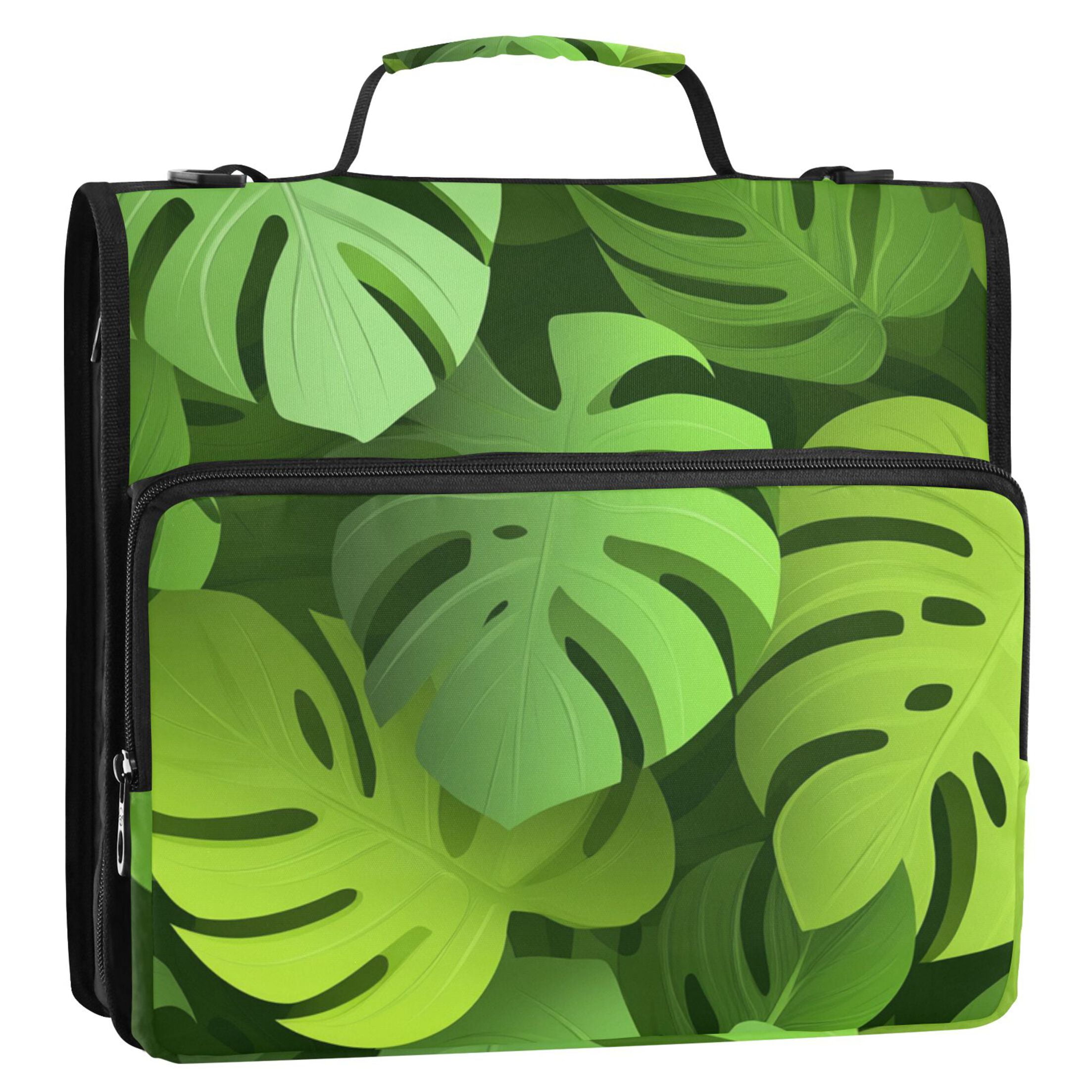 3d Monstera Leaves Binder Bag with Shoulder Strap 3 Ring Zipper Binder ...