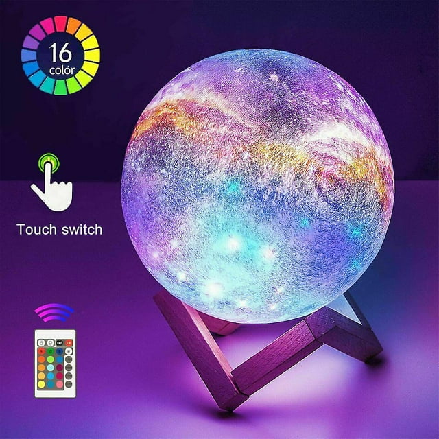 3d Moon Star Galaxy Lamp Usb Charging Led Night Light Touch 16 Colours ...