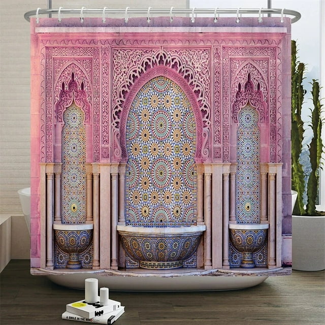 3d Moroccan style Shower Curtain European Architectural landscape ...