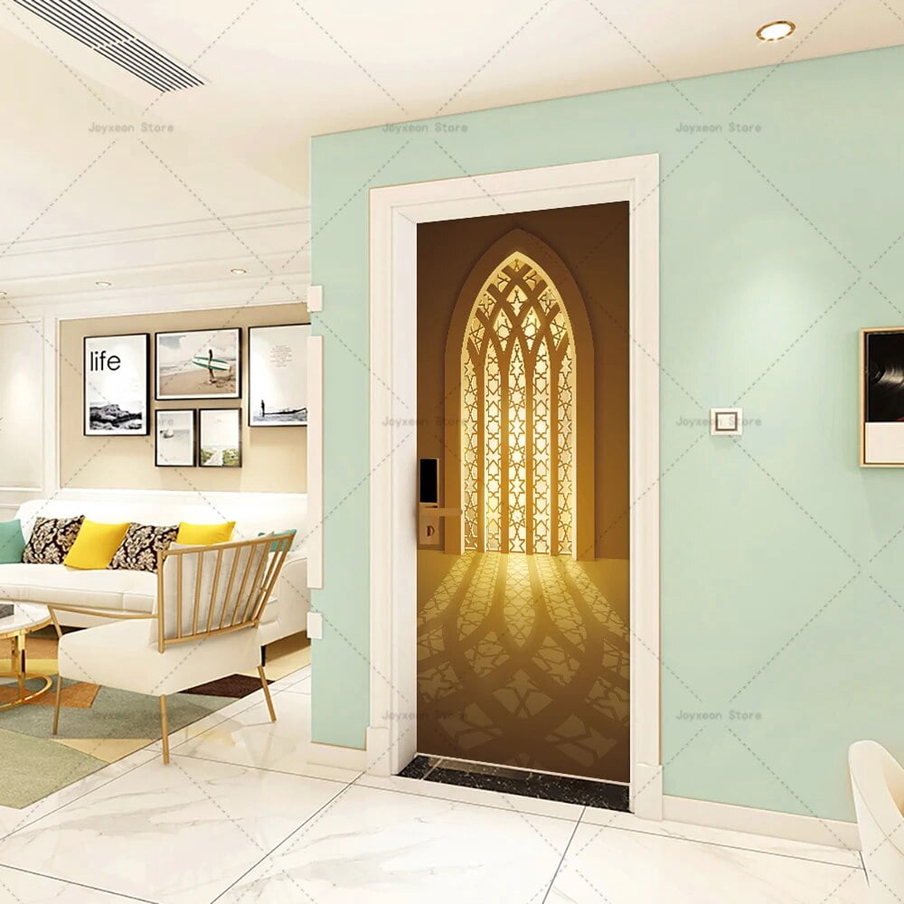 3d Muslim Door Sticker Vinyl PVC Waterproof Self-adhesive Decorative ...