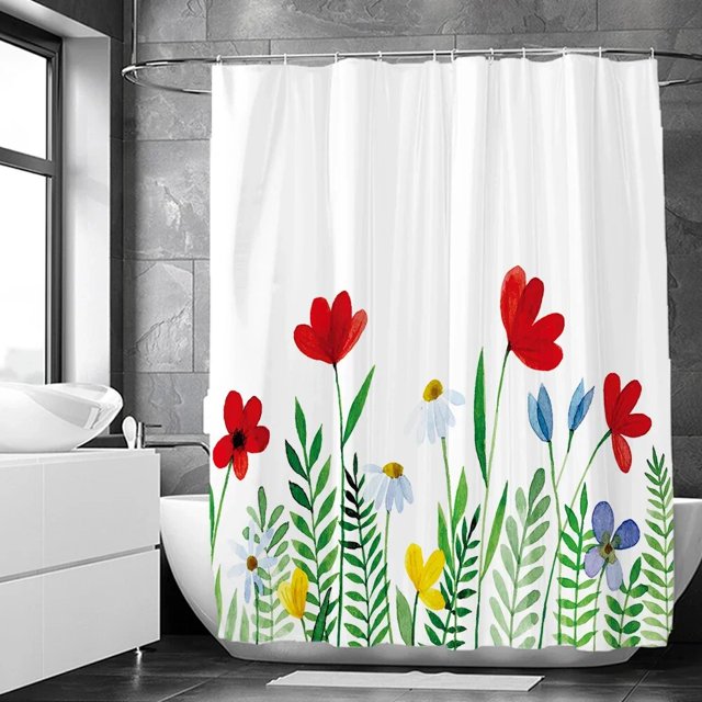 3d Nordic Simple Leaves Plant Palm Leaf Shower Curtains Bathroom