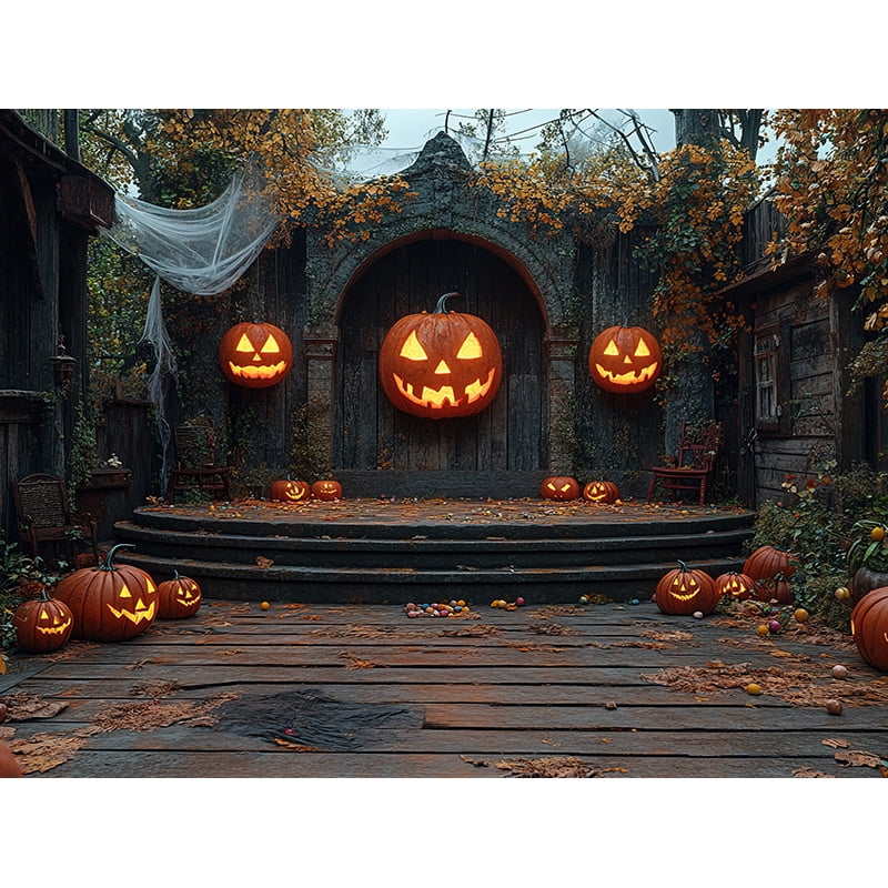 3d Podium Haunted Hallowe Day Background Glowing Steps Spooky Posters ...