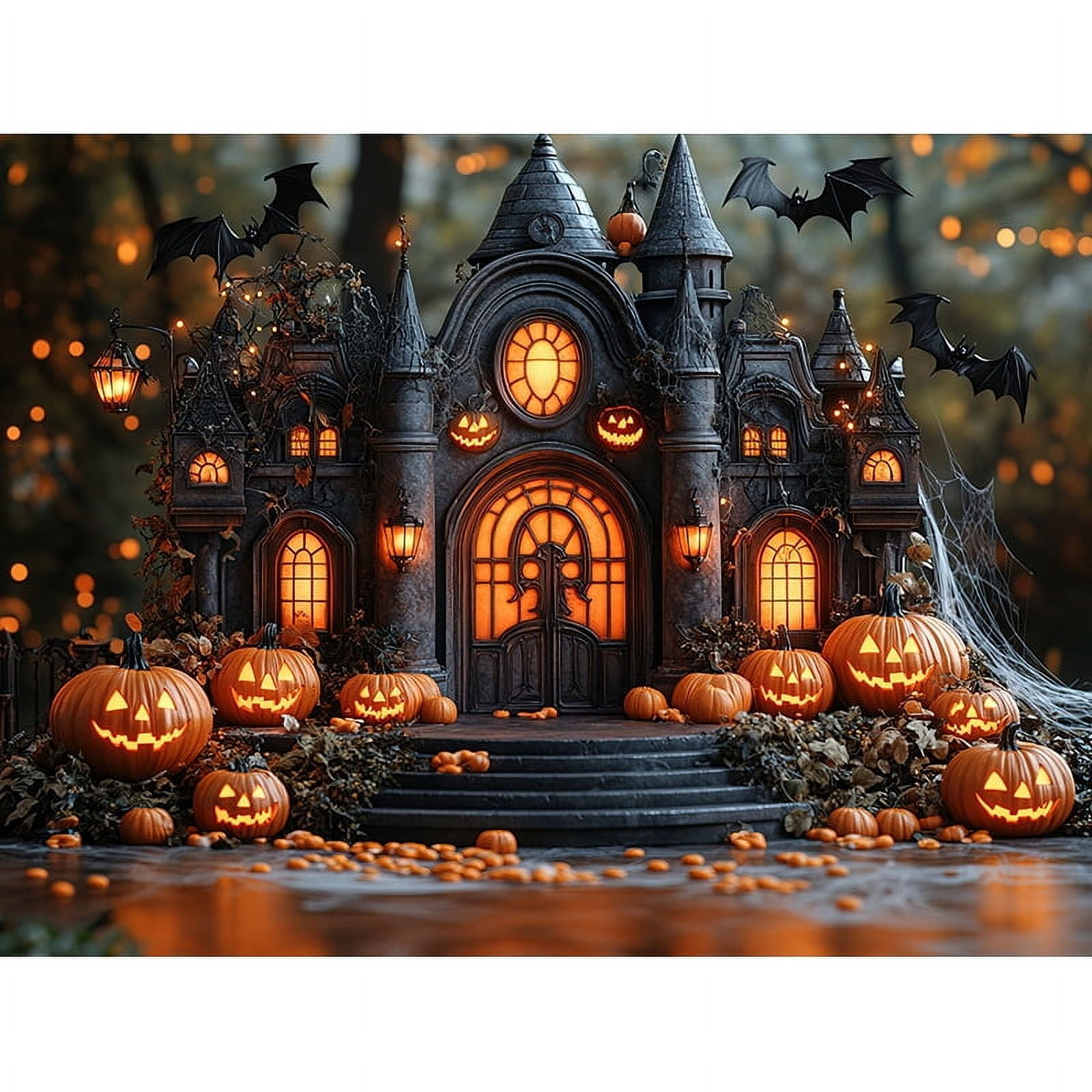 3d Podium Haunted Hallowe Day Background Glowing Steps Spooky Posters ...