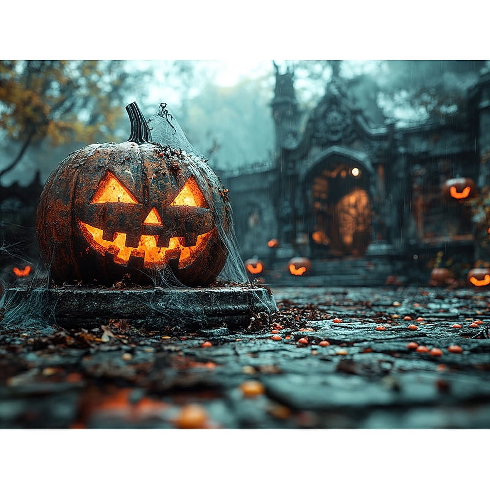 3d Podium Haunted Hallowe Day Background Glowing Steps Spooky Posters ...