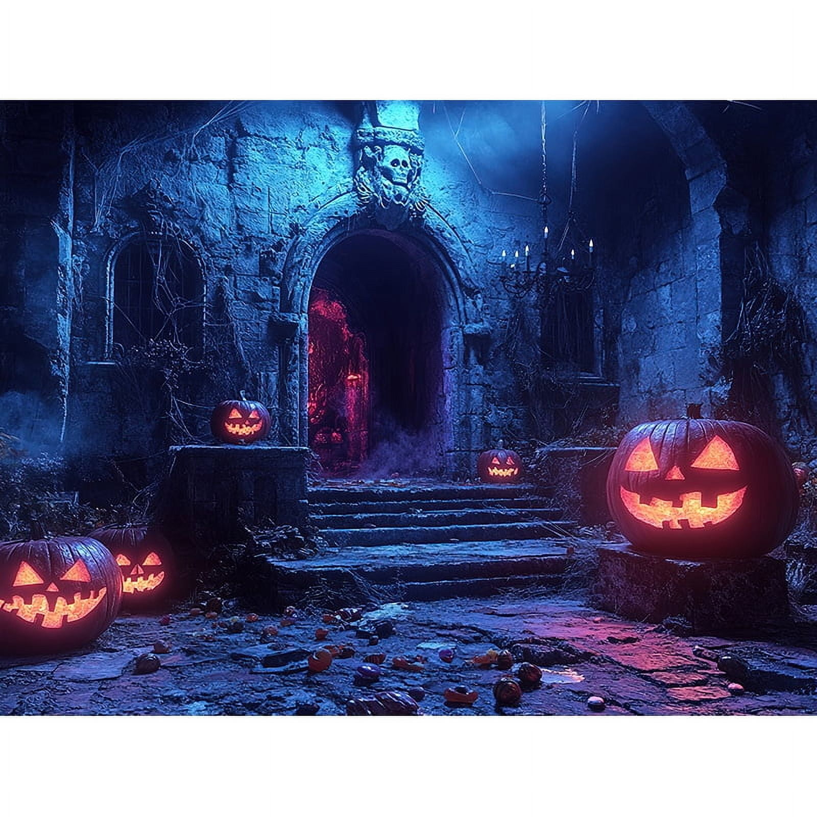 3d Podium Haunted Hallowe Day Background Glowing Steps Spooky Posters ...