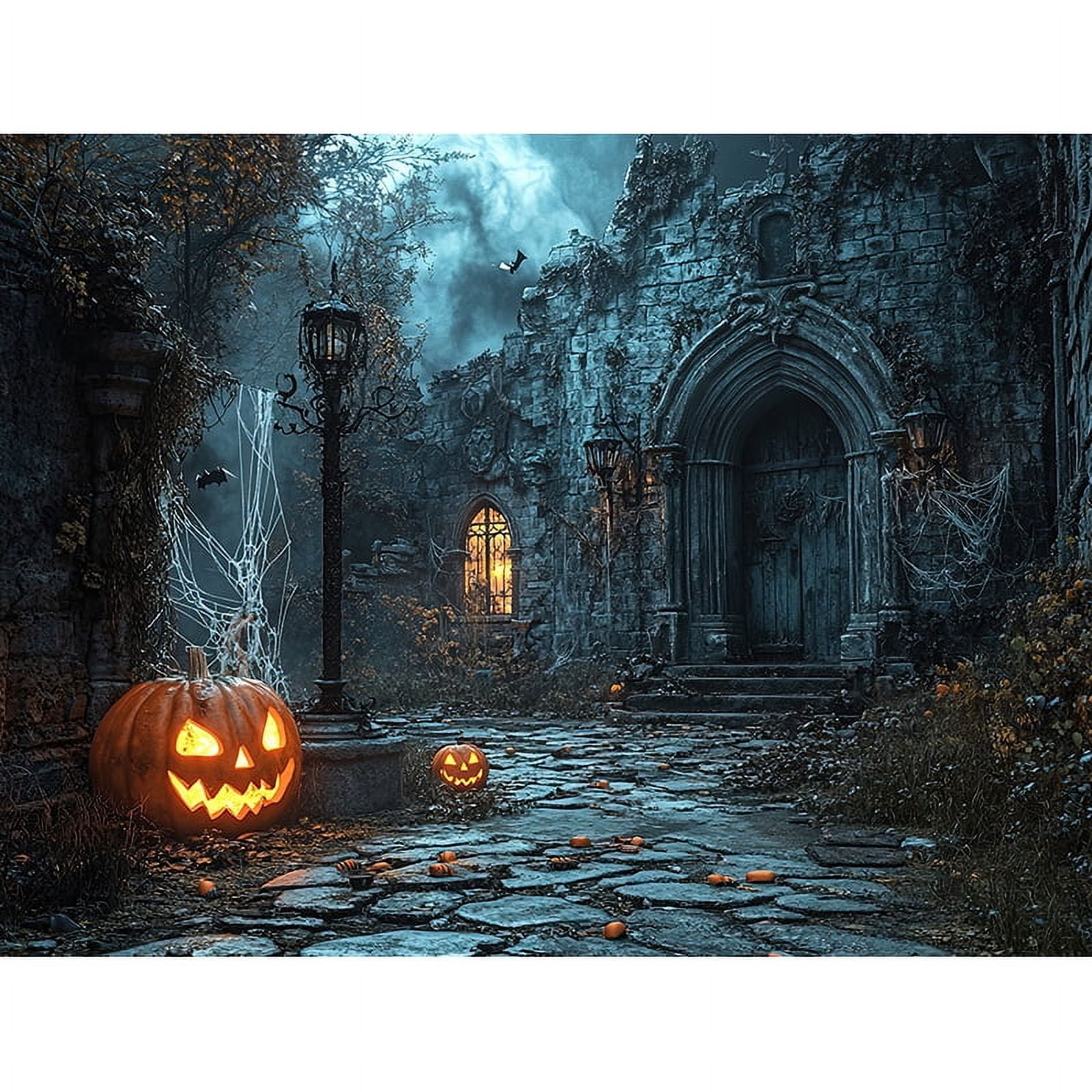 3d Podium Haunted Hallowe Day Background Glowing Steps Spooky Posters ...