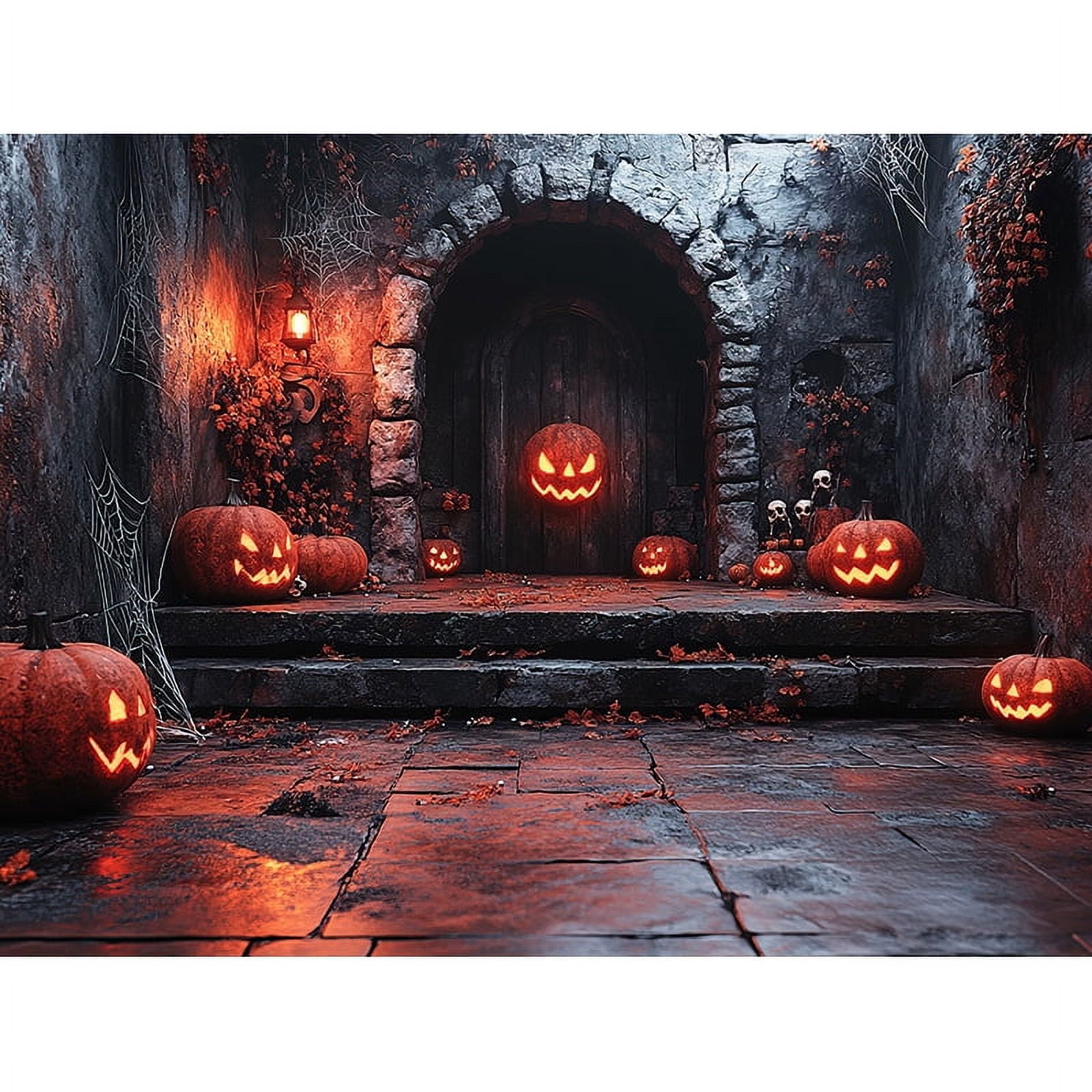 3d Podium Haunted Hallowe Day Background Glowing Steps Spooky Posters ...