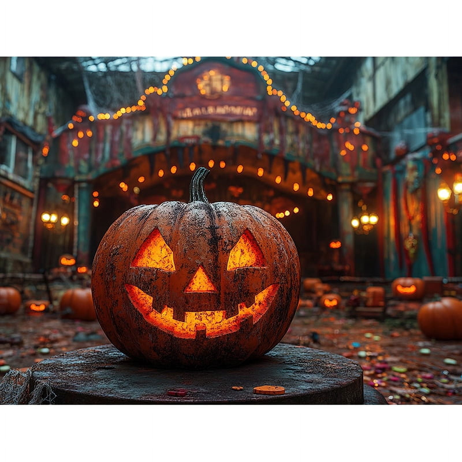 3d Podium Haunted Hallowe Day Background Glowing Steps Spooky Posters ...