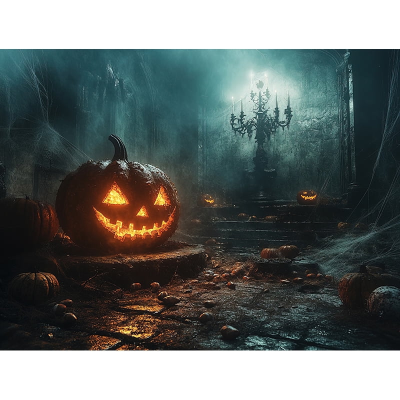 3d Podium Haunted Hallowe Day Background Glowing Steps Spooky Posters ...