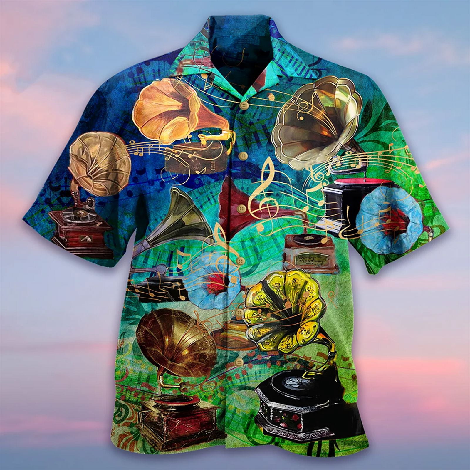3d Print Instrument Piano Trendy Fashion Hawaiian Shirt Beach Party ...
