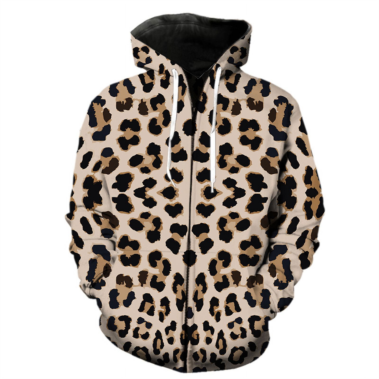 3d Print Leopard Zipper Hoodie For Men Fashion Harajuku Animal Fur ...
