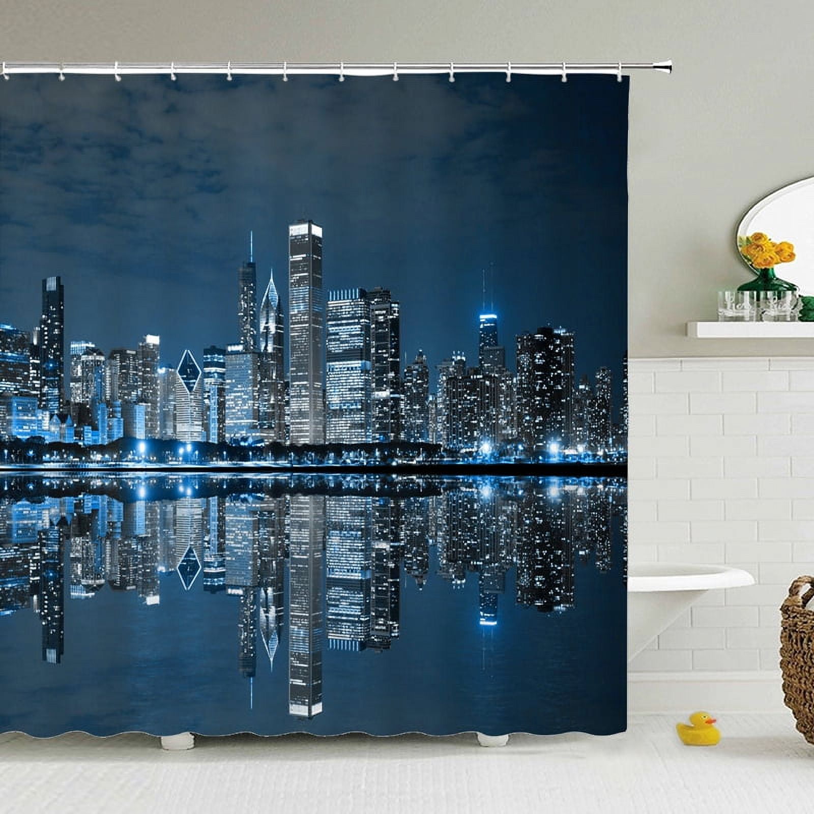 3d Print Lighthouse Galaxy Shower Curtains Night Starry Sky Bathroom ...