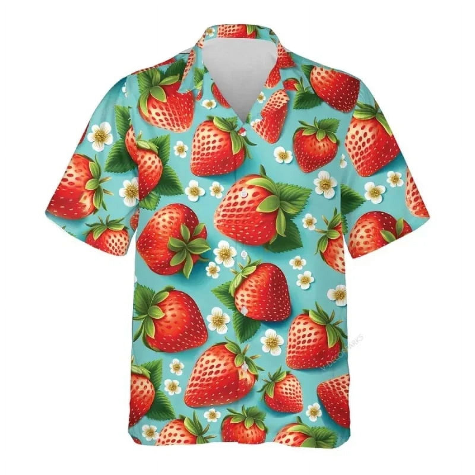3d Print Strawberry Watermelon Hawaiian Shirts Men's Tropical Fruits ...