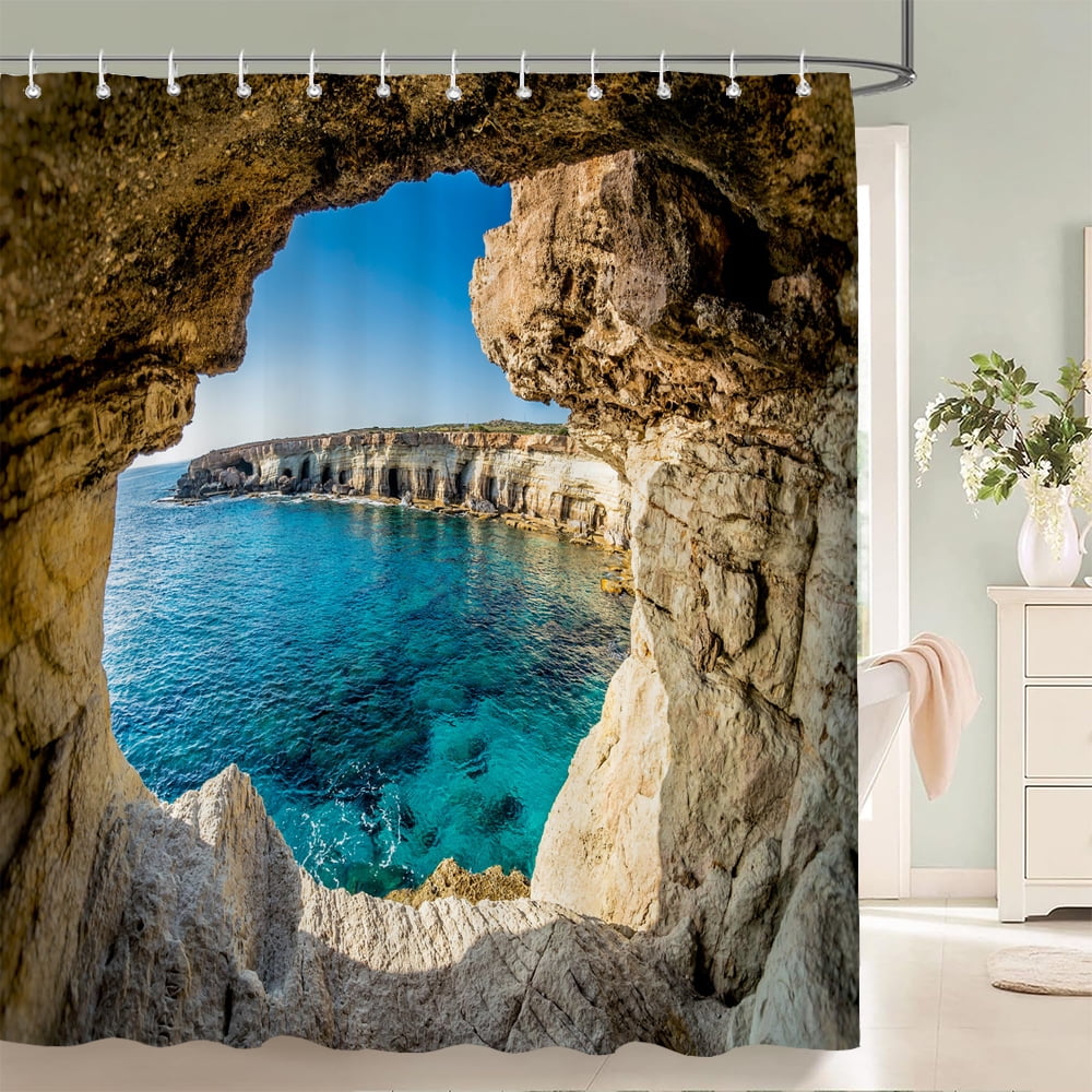 3d Printed Bathroom Curtains Sea Seaside Cave Scenery Shower Curtain ...