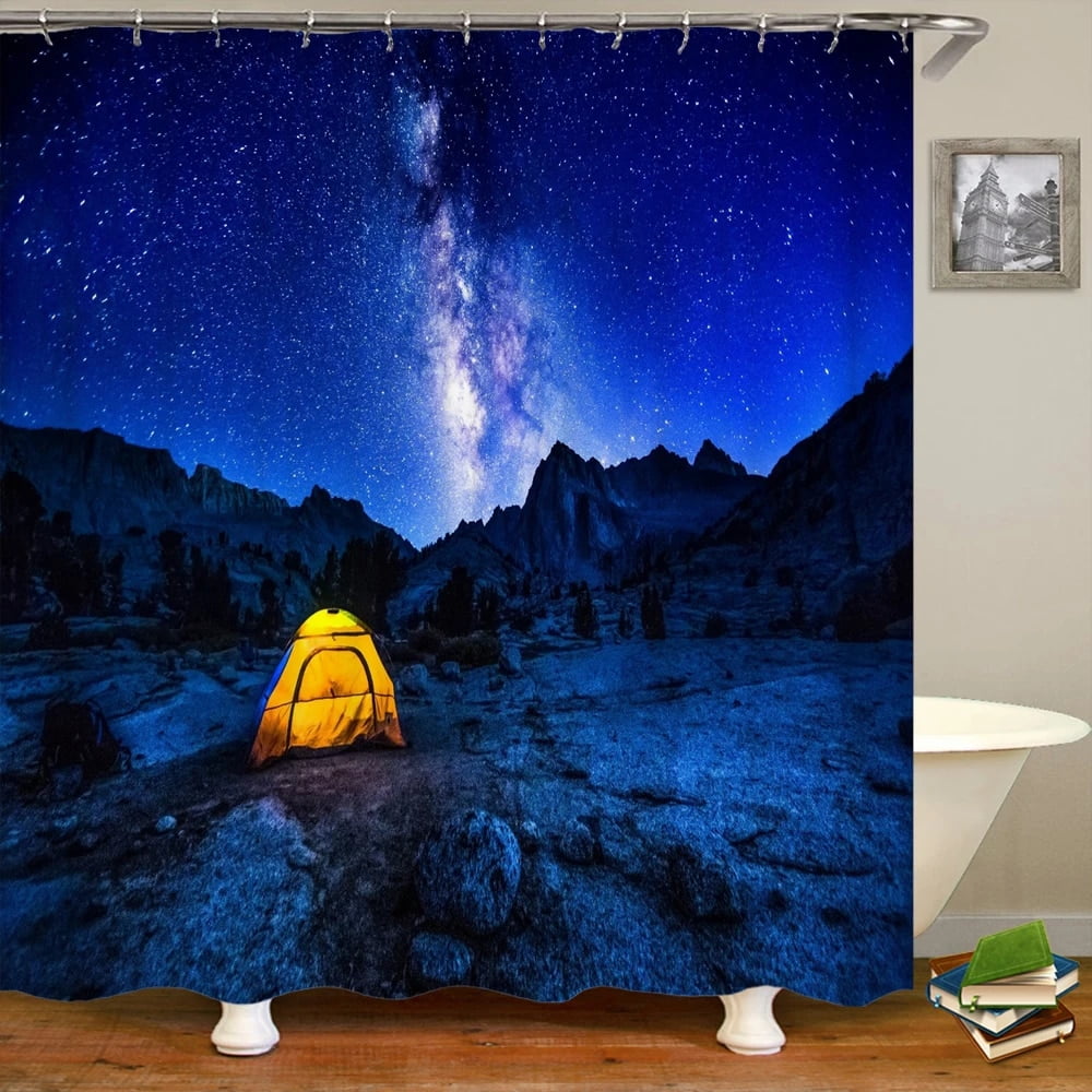 3d Printed Bathroom Curtains Starry Sky Camping Night Scenery Shower ...
