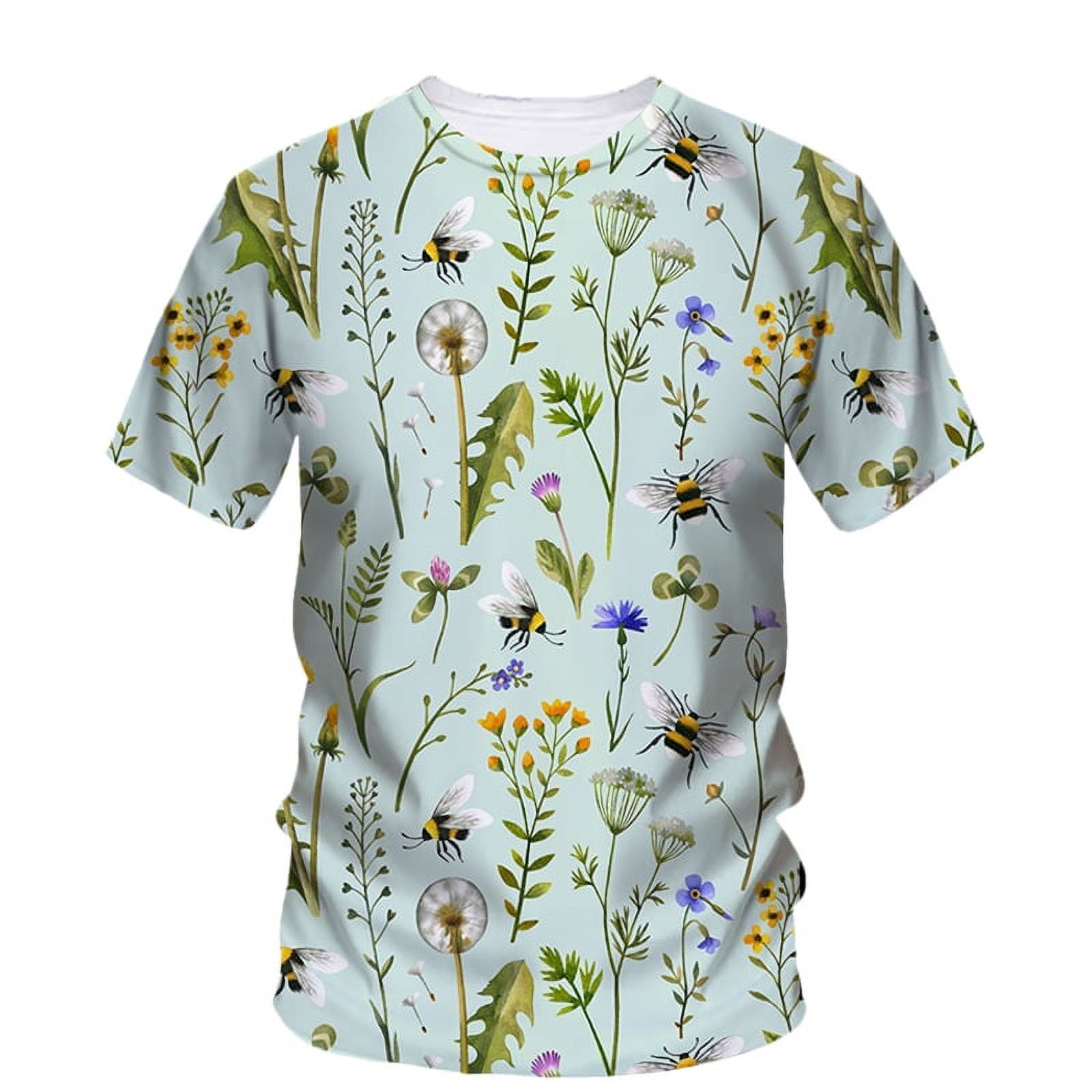 3d Printed Bee Print Summer Men'S T-Shirt Hip Hop Trend Neutral Fashion ...