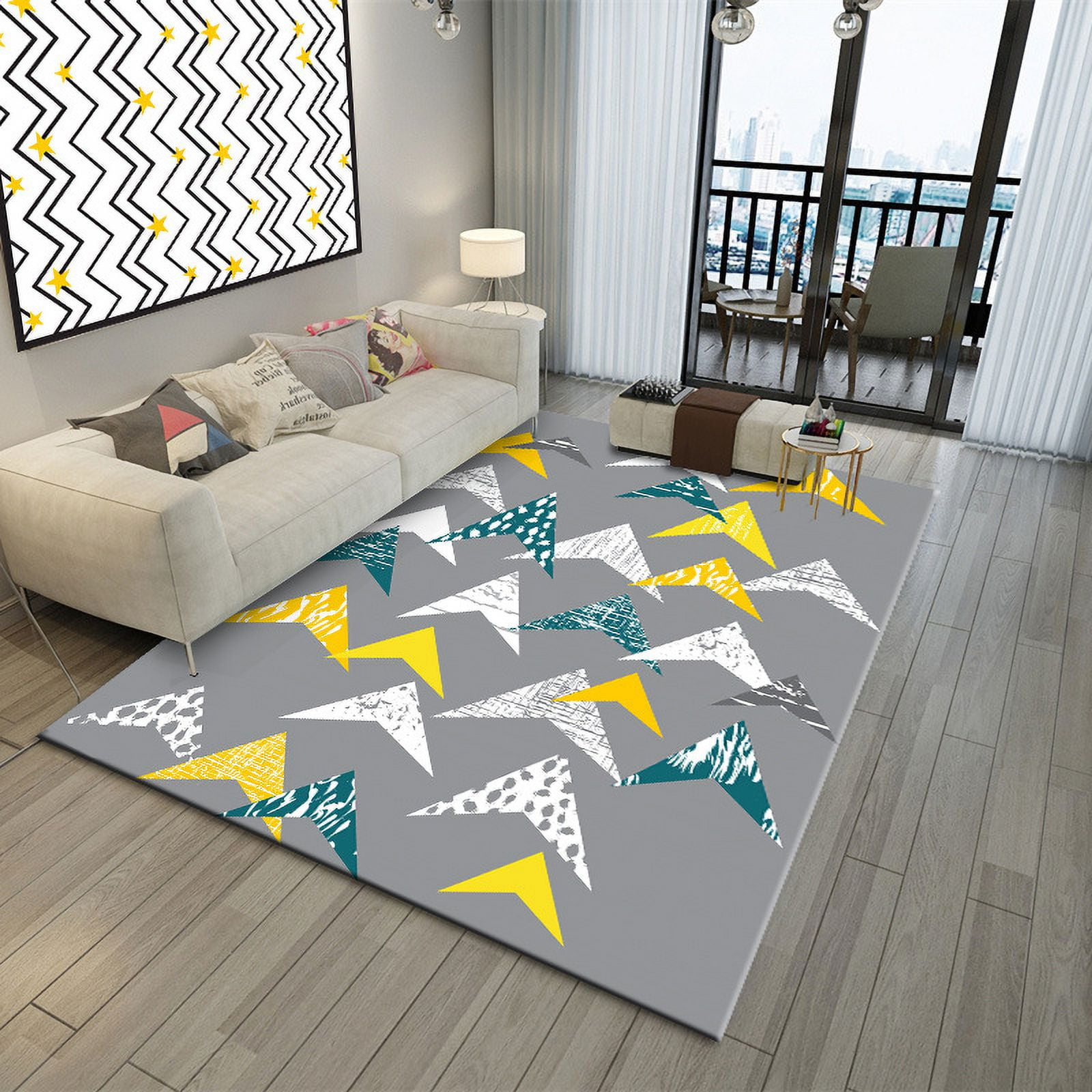 3d Printed Carpet Luxury Home Rugs Kids play Mat White Black Abstract ...