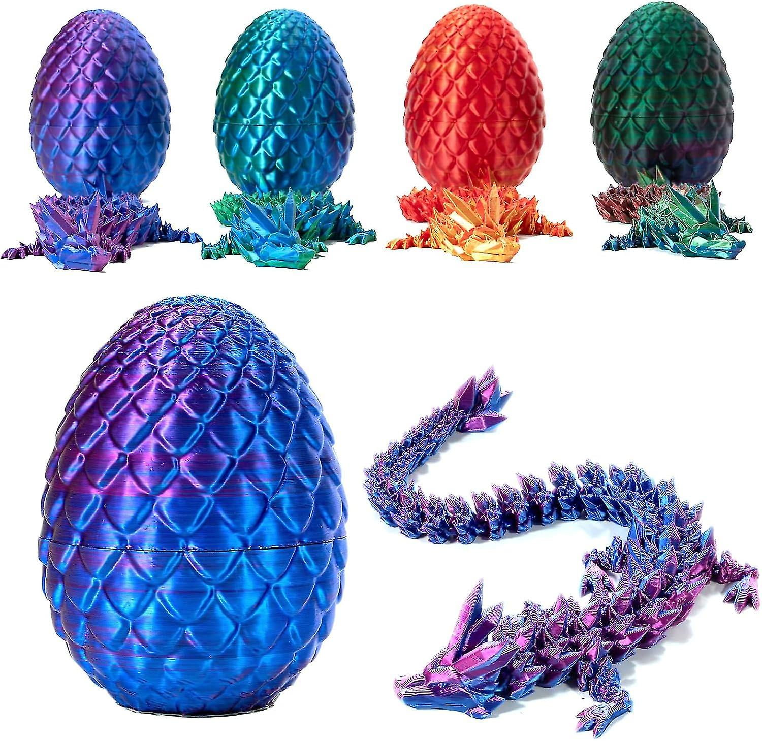 3d Printed Dragon In Egg, Full Articulated Dragon Crystal Dragon With ...