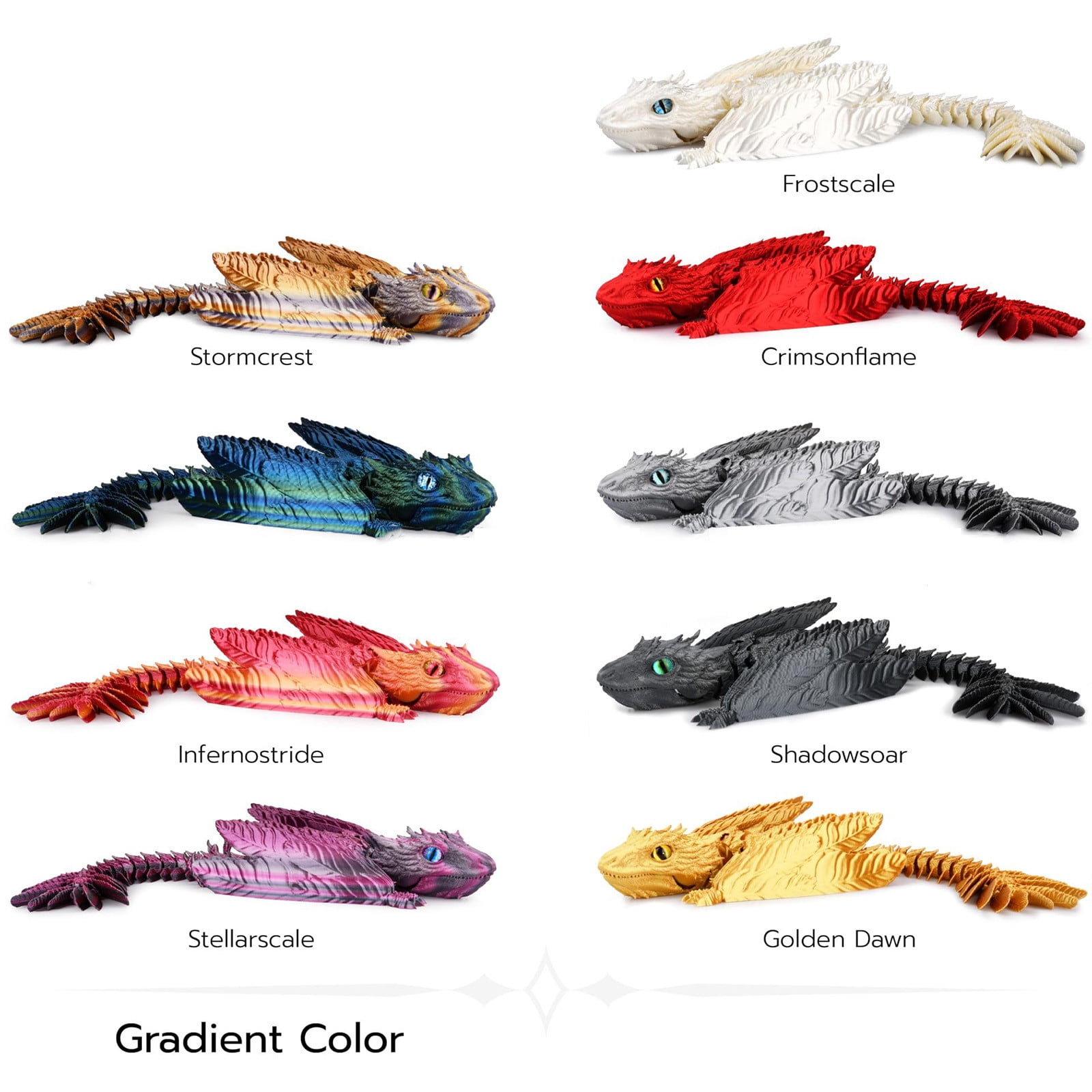 3d Printed Dragon Ornament Figure,Articulated Dragon, Fidget Dragon ...