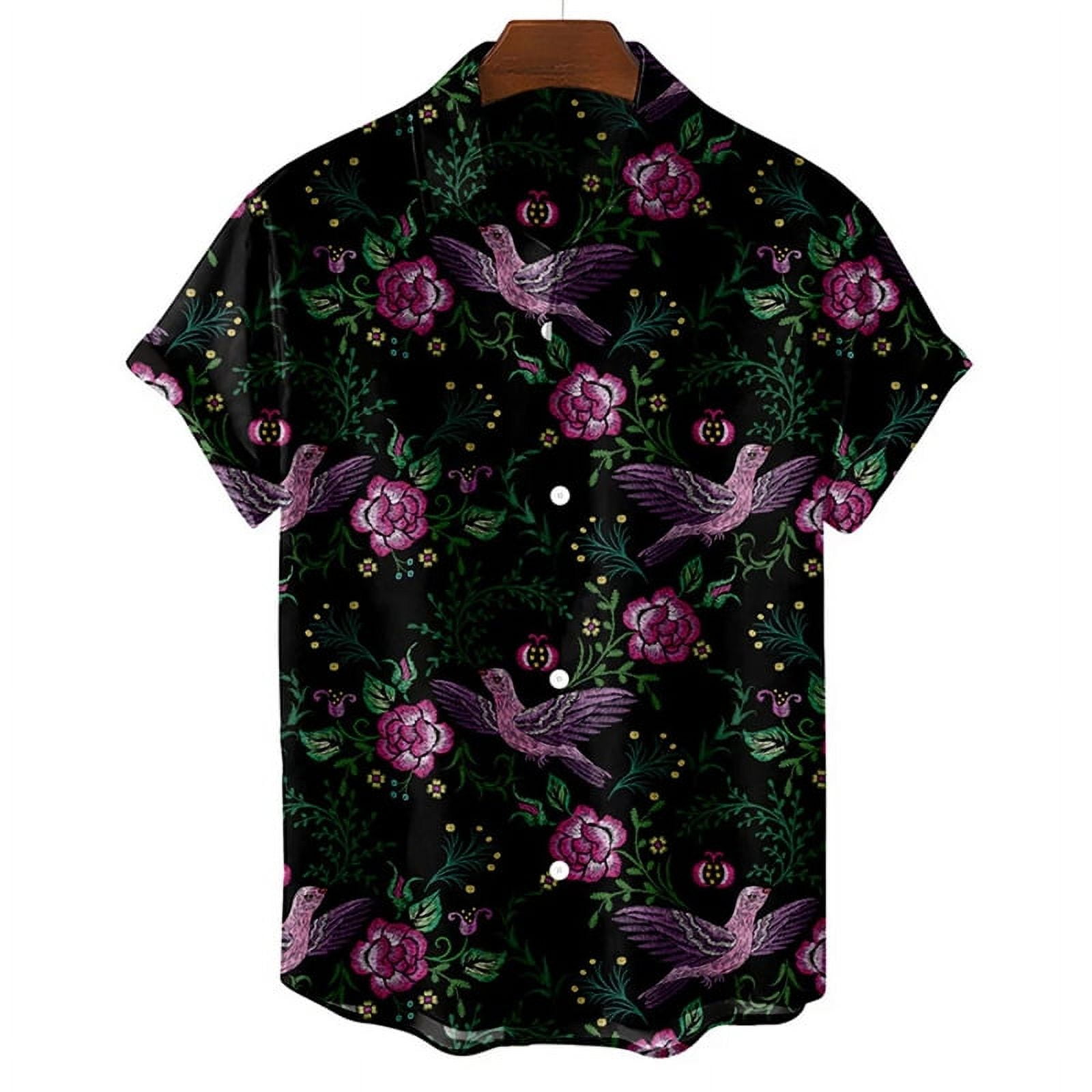 3d Printed Flower Blouse For Men Hawaiian Floral Beach Shirts Short ...