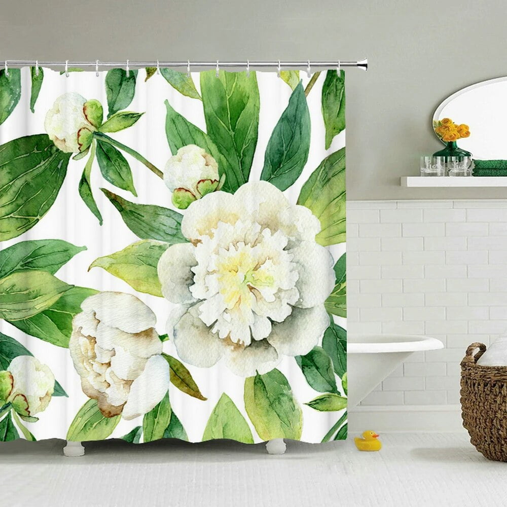 3d Printed Flower Pattern Shower Curtain Waterproof Bathroom Curtain ...