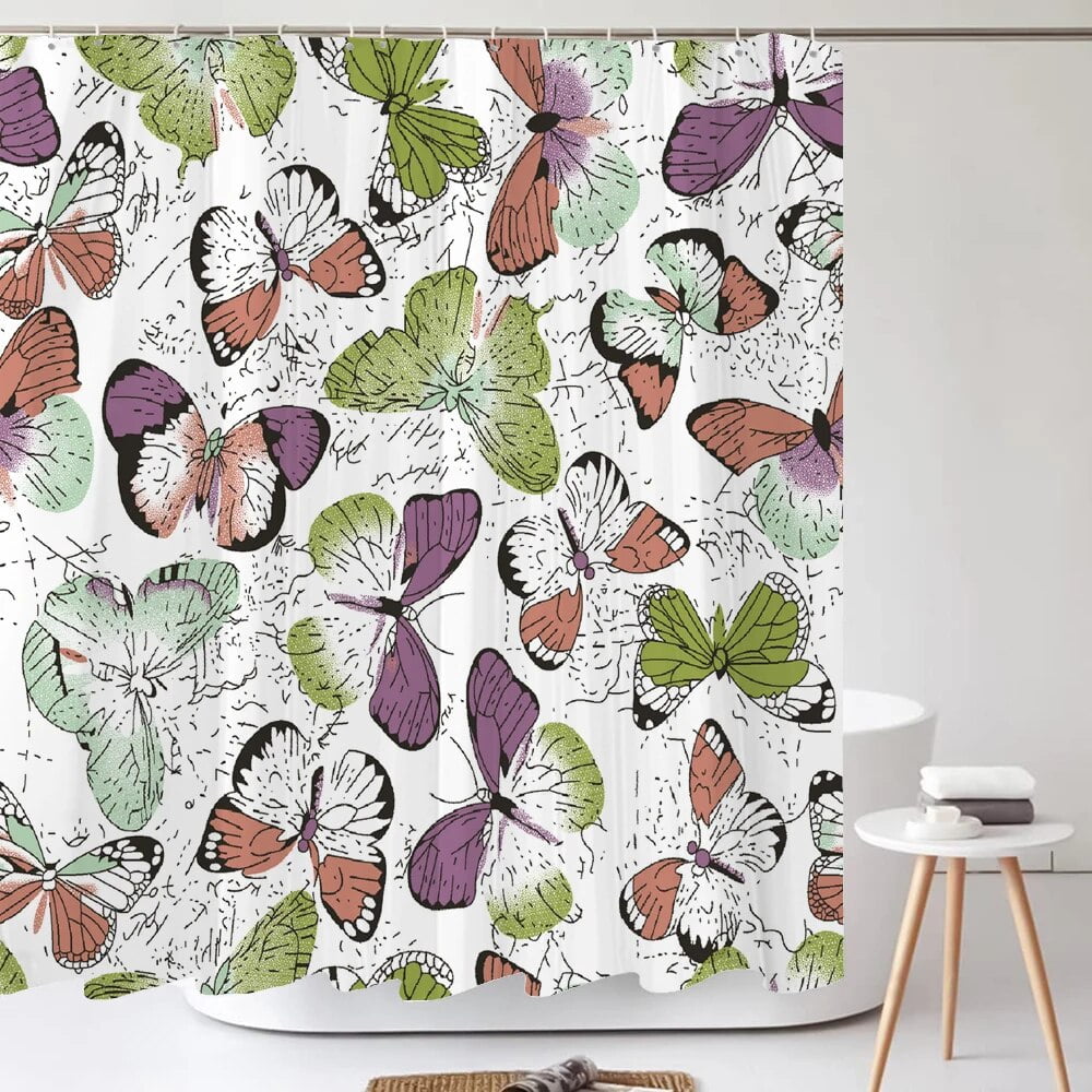 3d Printed Flower Pattern Shower Curtain Waterproof Bathroom Curtain ...