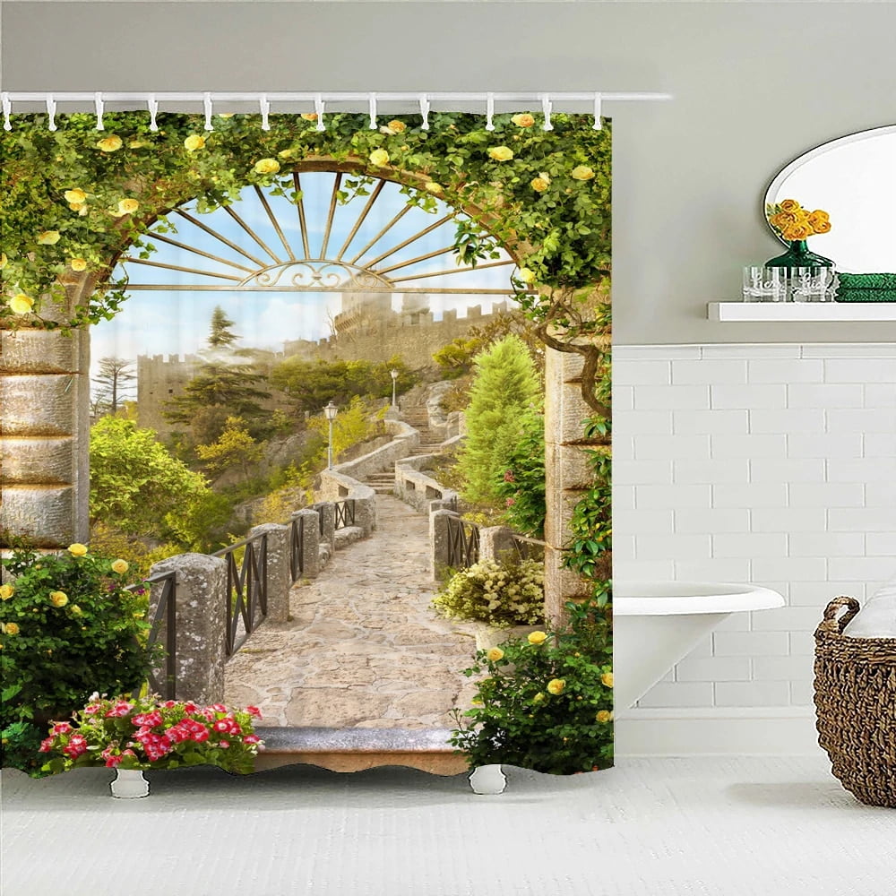 3d Printed Greek Style Retro Column Waterproof Bath Curtain European ...