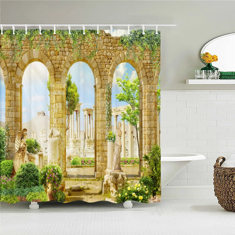 3d Printed Greek Style Retro Roman Column Waterproof Bath Curtain ...