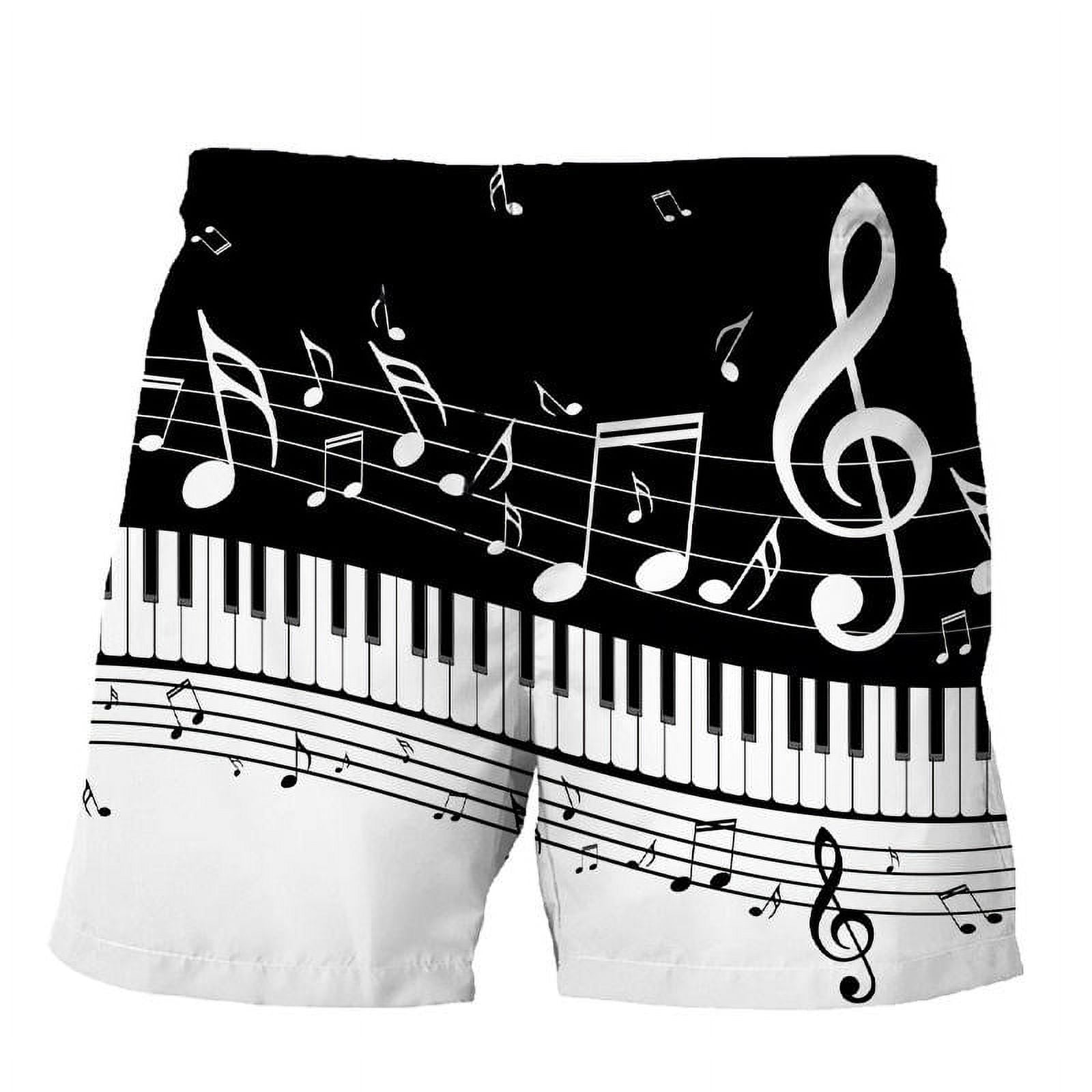 3d Printed Music Piano Key Notes Beach Shorts Men Summer Fashion Surf ...