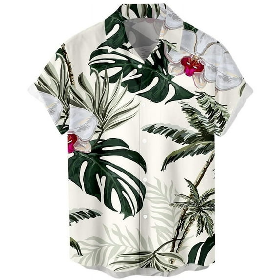 3d Printed Tropical Palm Tree Plants Shirt For Men Summer Hawaiian ...