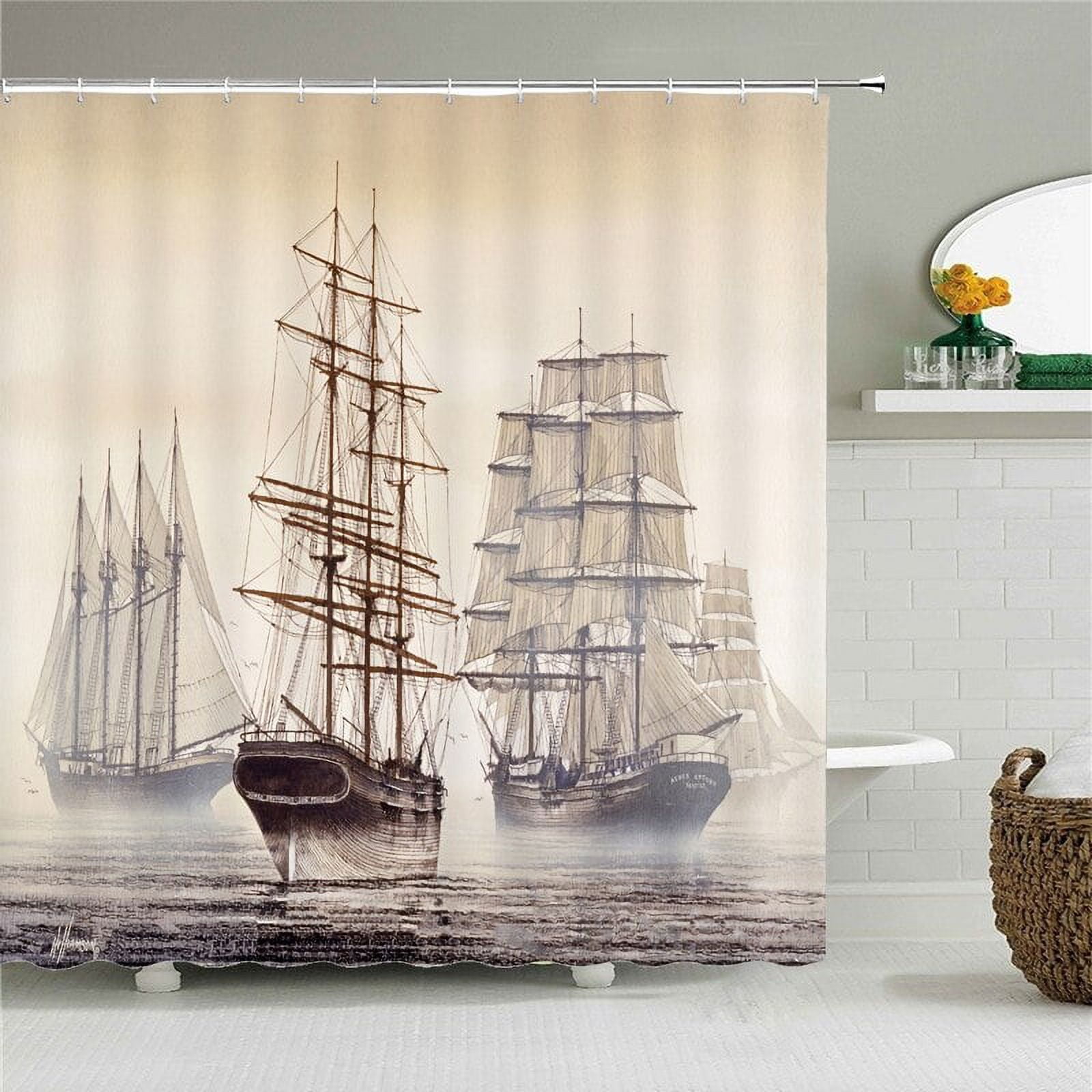 3d Printing Waterproof Shower Curtains European Retro Ferry Bathroom ...
