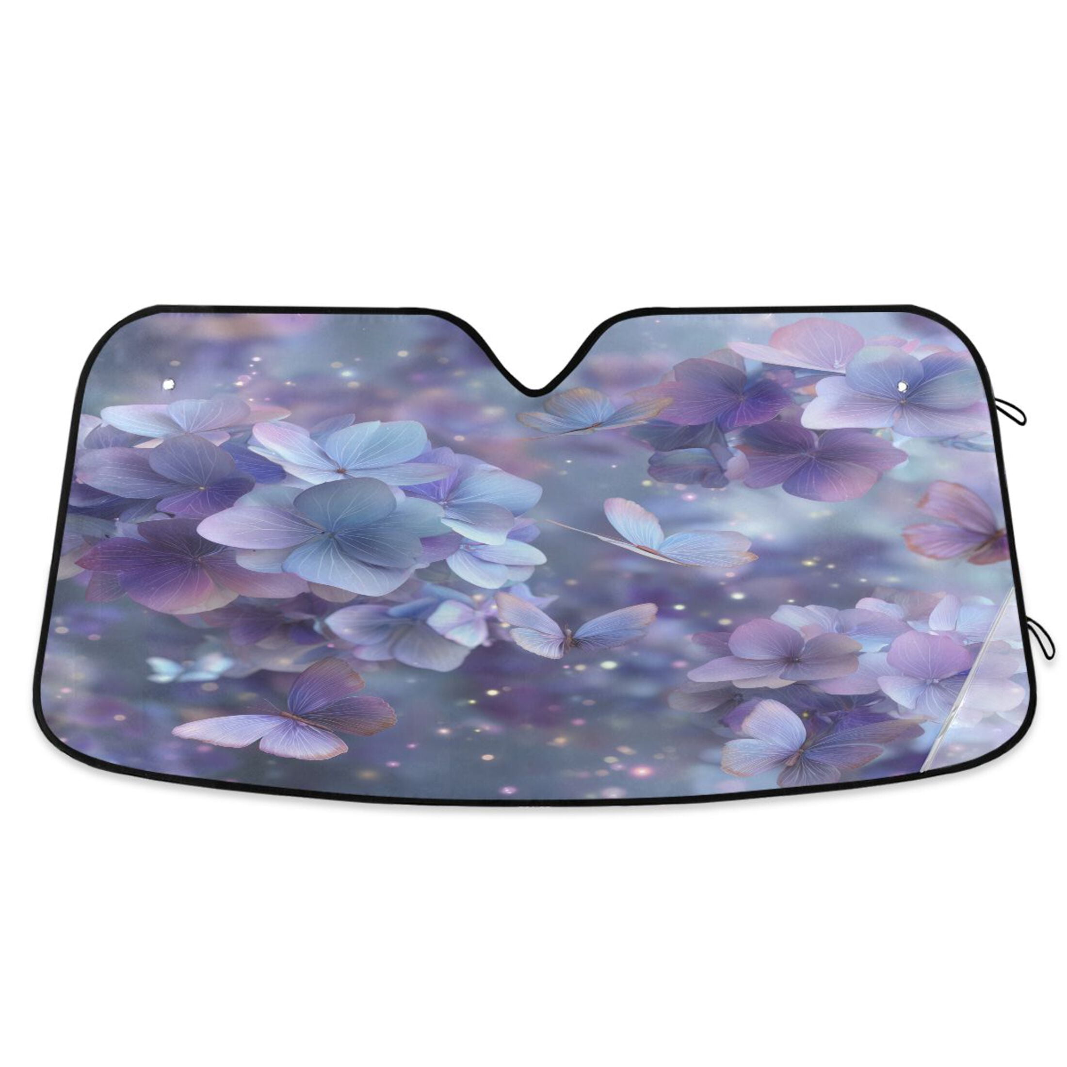 3d Purple Flowers with Butterflies Glitter Windshield Sun Shade ...