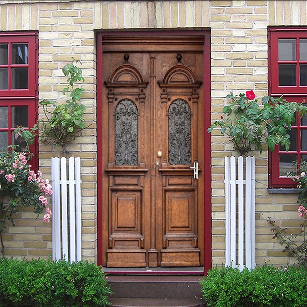 3d Realistic Wooden Door Sticker HD Printing Customizable Size Pattern ...
