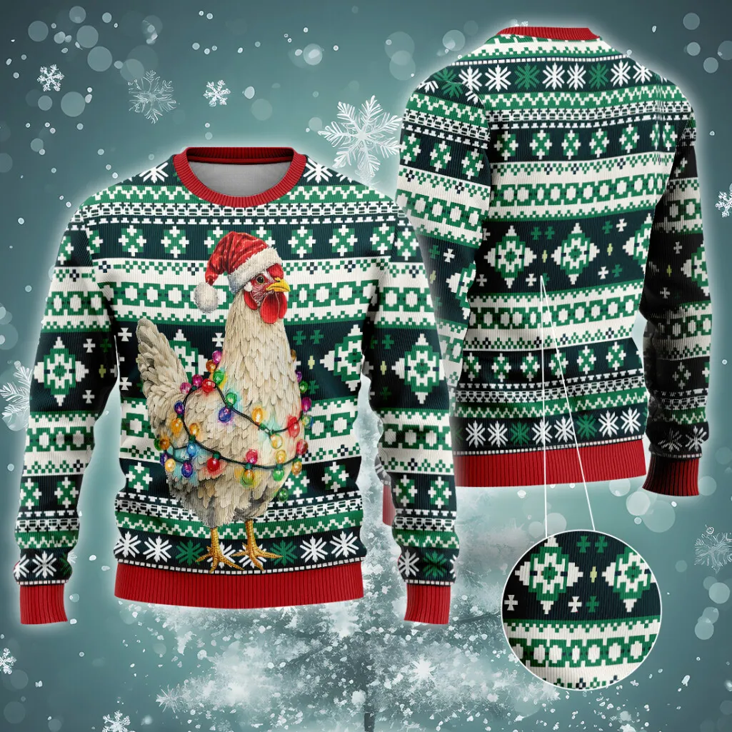 3d Rooster Xmas Lights Christmas Sweaters For Men Women, Merry ...