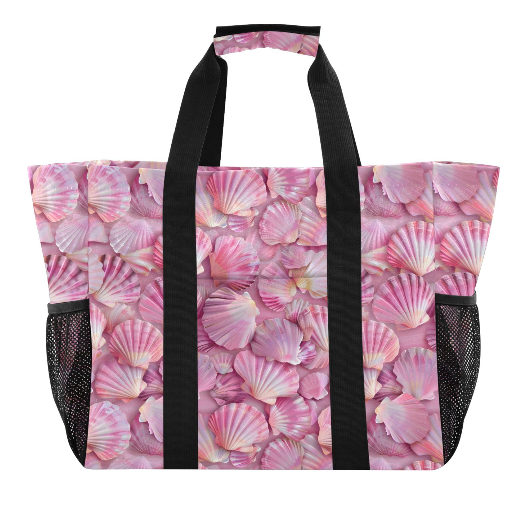 3d Seashells Reusable Grocery Bags with Handle Side Pocket Waterproof ...