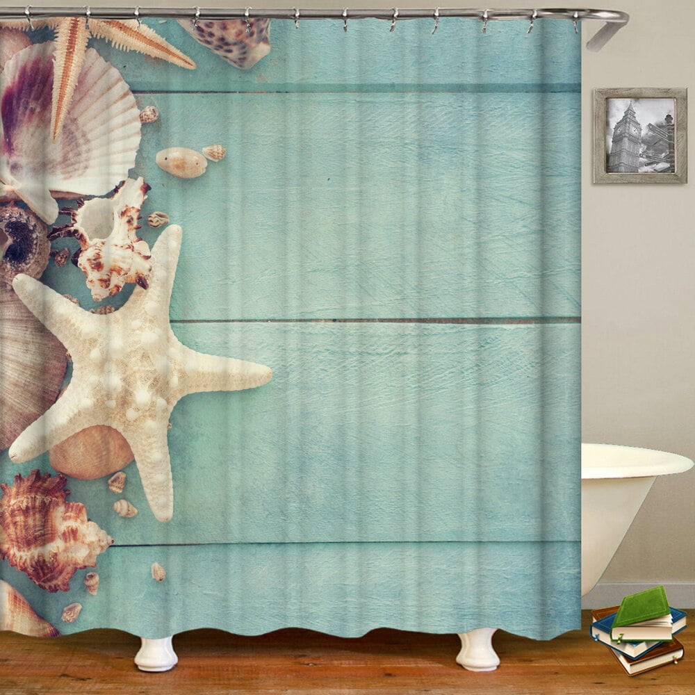 3d Shower Curtains Beach Sea Shell Scenery Bath Curtains Waterproof ...