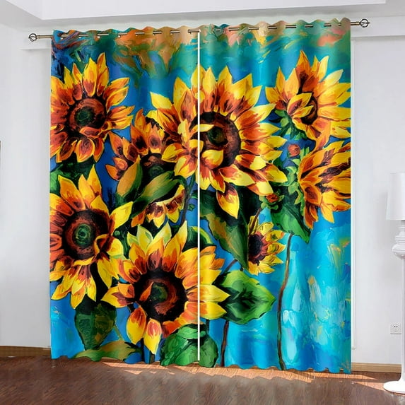 3d Sunflower with Sunshine Modern Blackout Curtains for Living Room ...