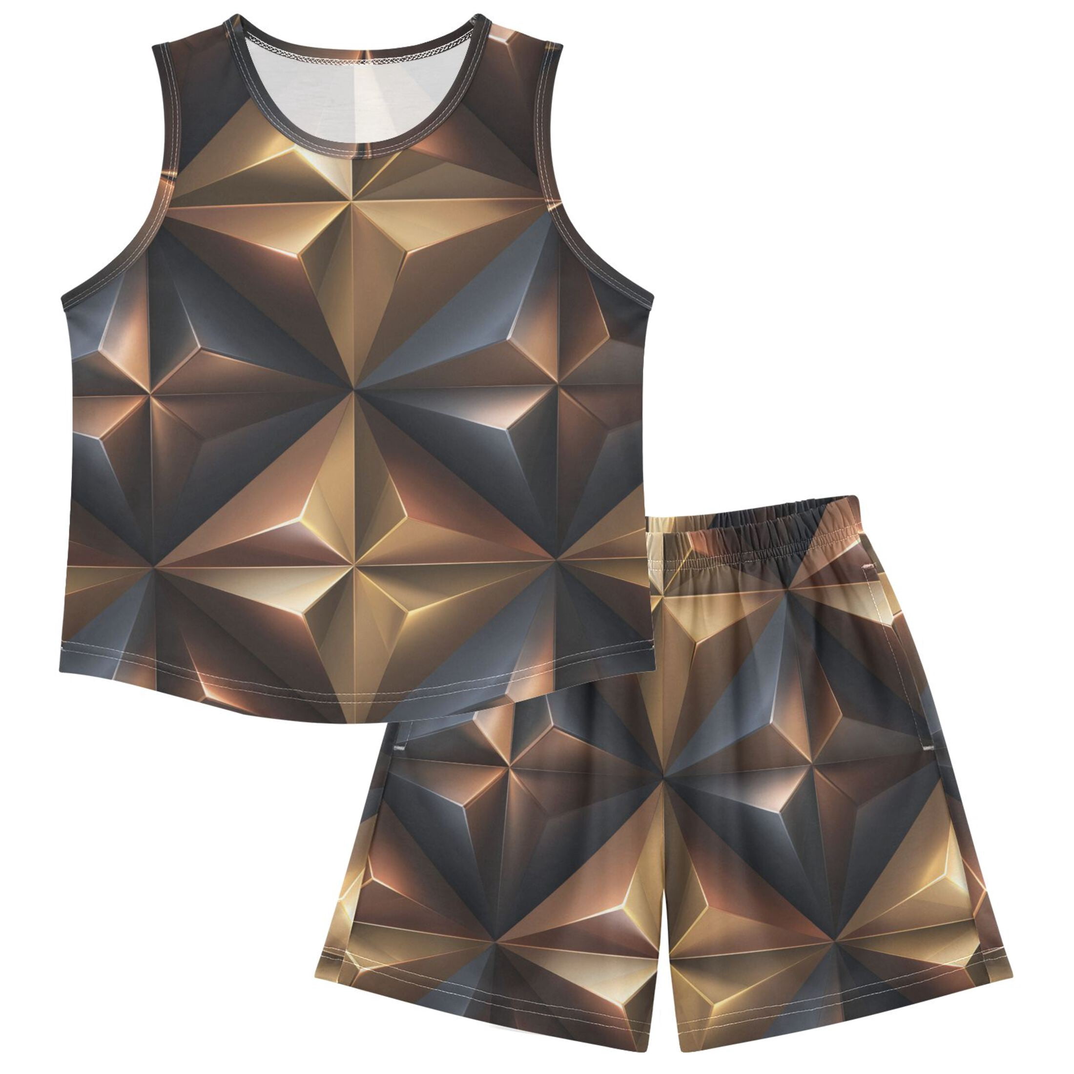 3d Symmetrical Pattern Abstract Pajamas Set Sleeveless Sleepwear Tank ...