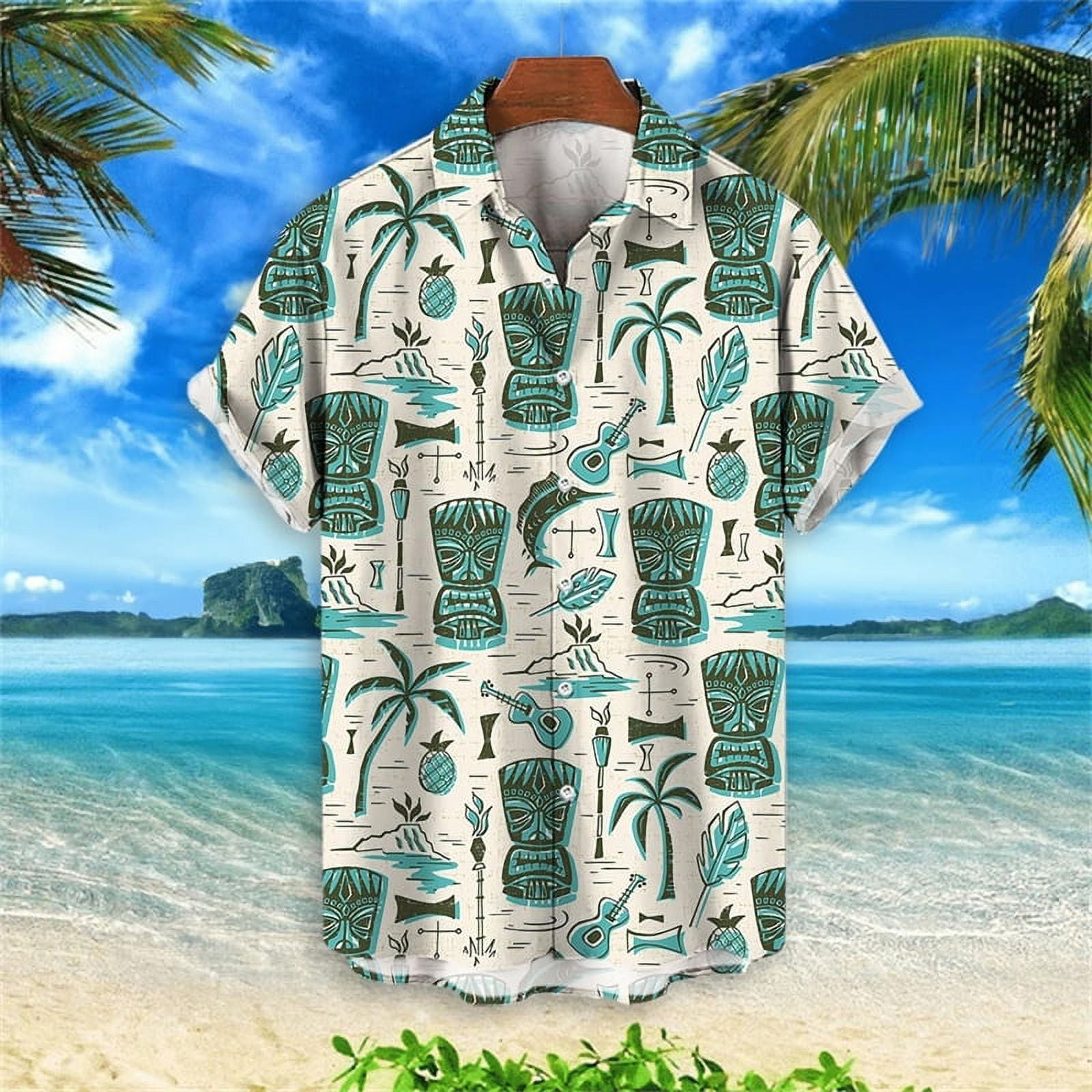 3d Tiki Print Hawaiian Shirts For Men Vintage Men's Shirt Street Casual Male Clothing New ...