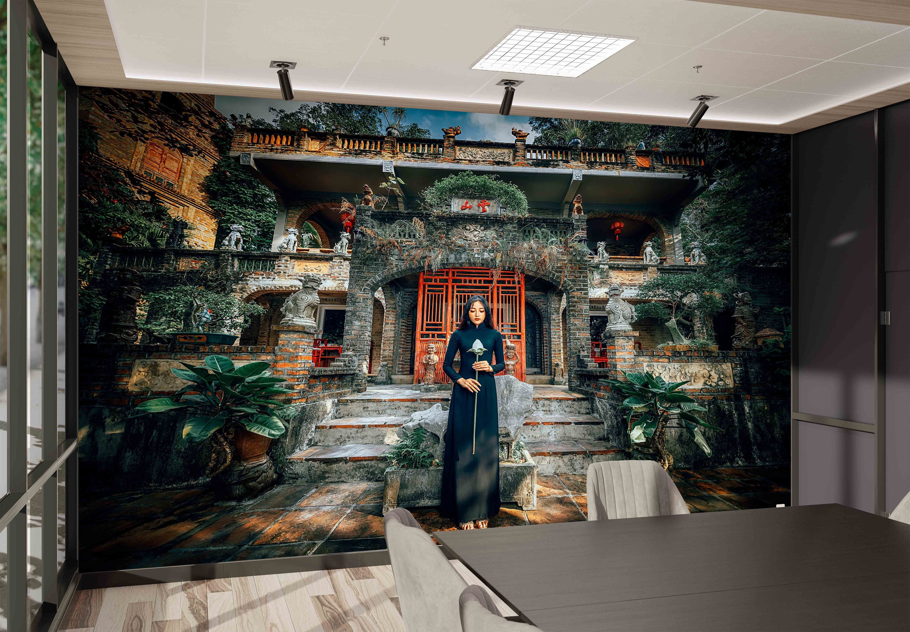 3d Wallpaper, Asian Girl Wall Print, Paper Wall Art Bright Wallpaper ...