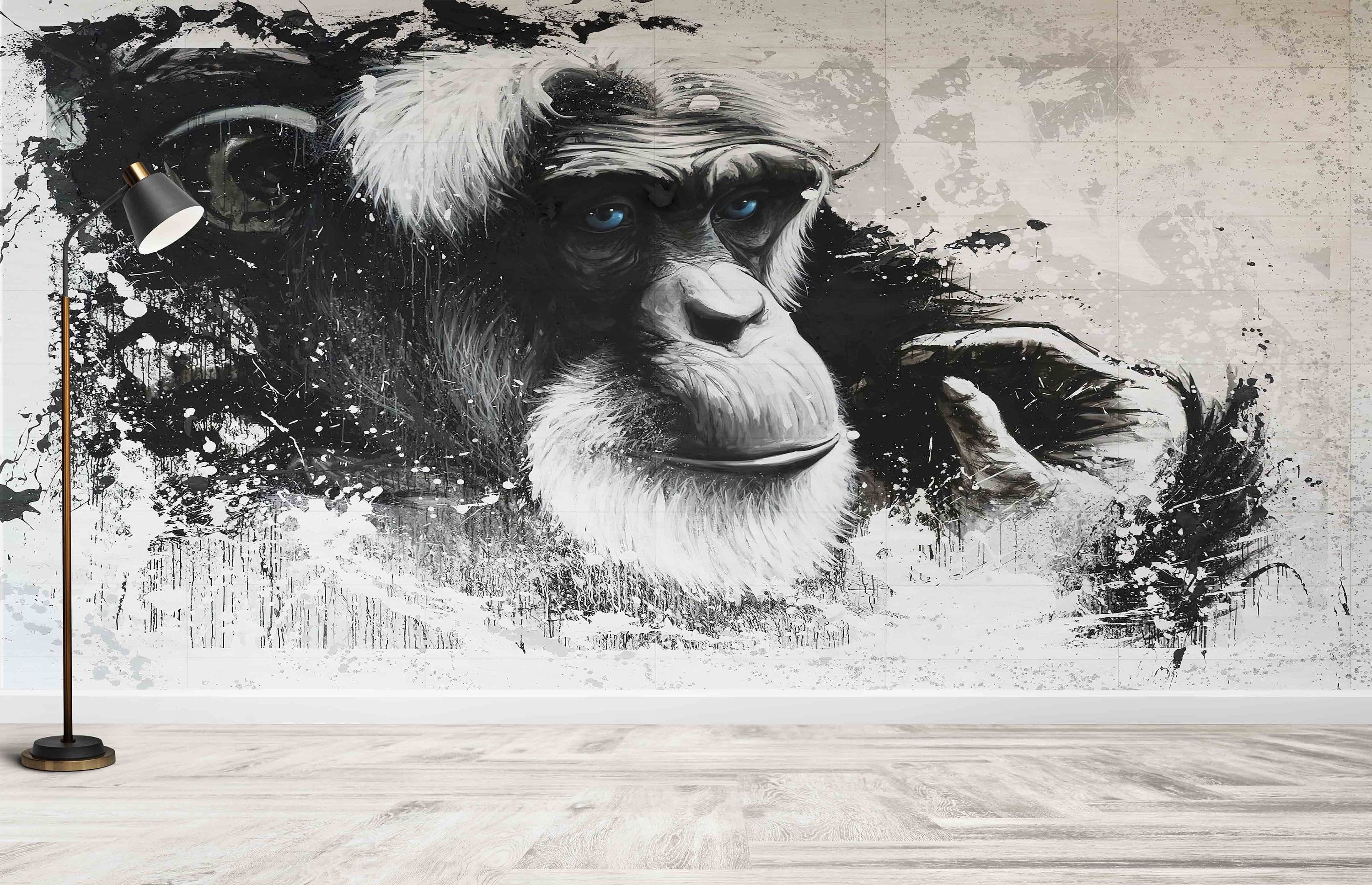 3d Wallpaper, Custom Wallpaper, Blue Eyed Old Monkey, Monkey Drawing ...