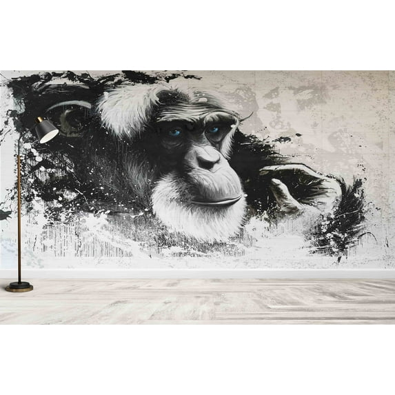 3d Wallpaper, Custom Wallpaper, Blue Eyed Old Monkey, Monkey Drawing ...