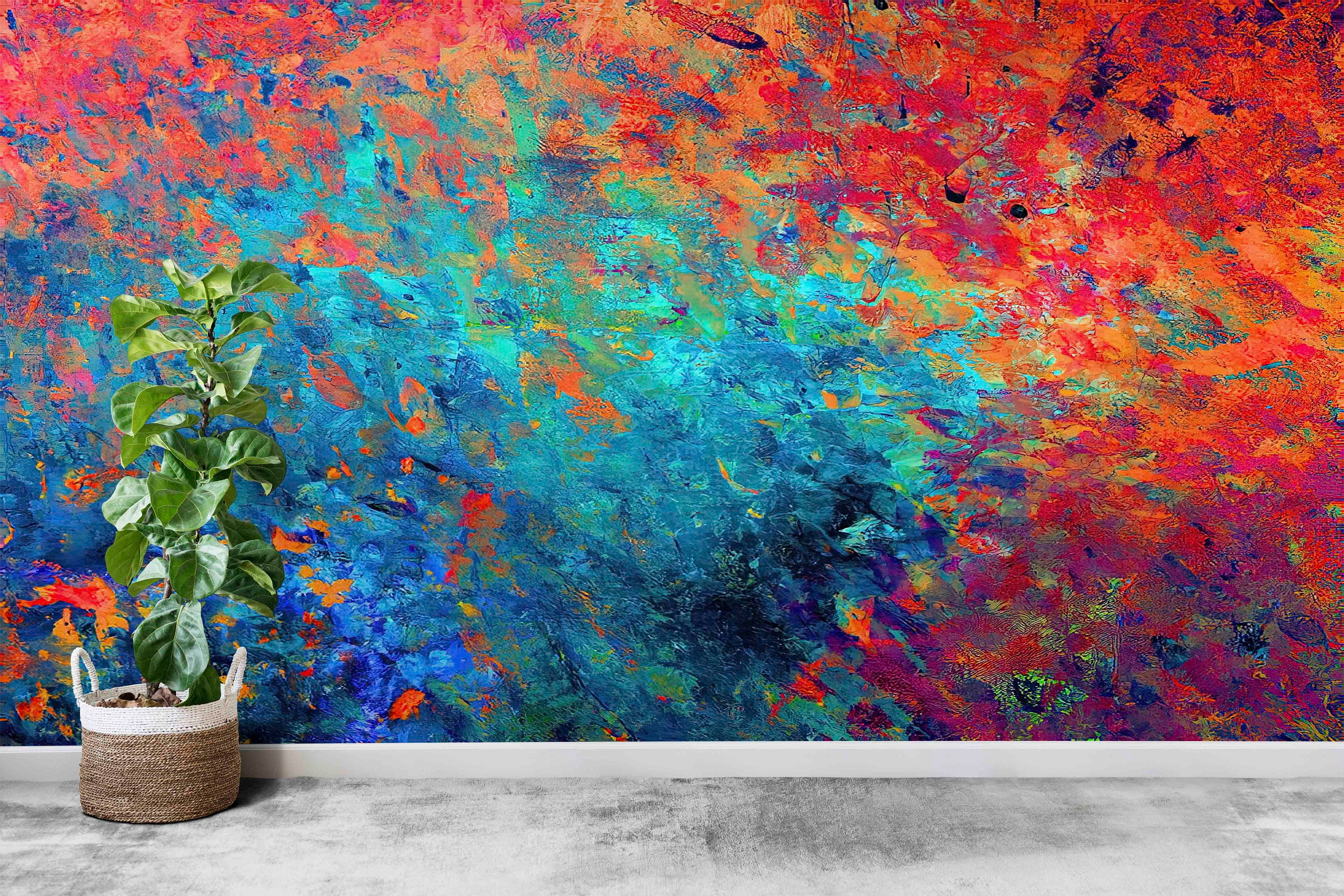 3d Wallpaper, Custom Wallpaper, Modern Wallpaper, Blue Mural, Abstract ...