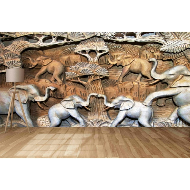 3d Wallpaper, Elephant Statue Wall Poster, Elephant Sculpture Mural ...